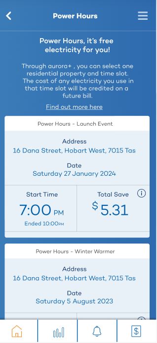 Power Hours savings in the app | Aurora Energy